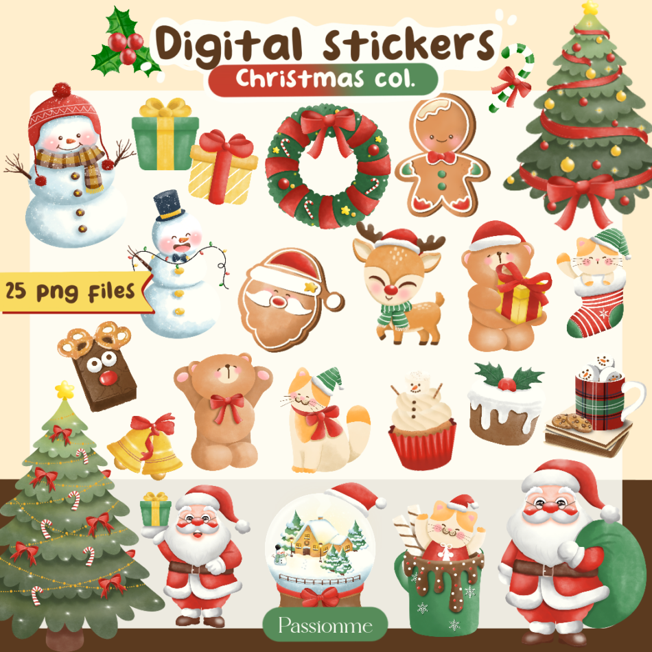 Passionme | Digital stickers – Christmas col – BEARTOR